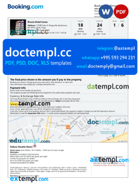 Togo hotel booking confirmation Word and PDF template, 2 pages