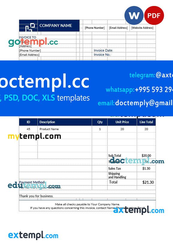 Car sales invoice template in word and pdf format