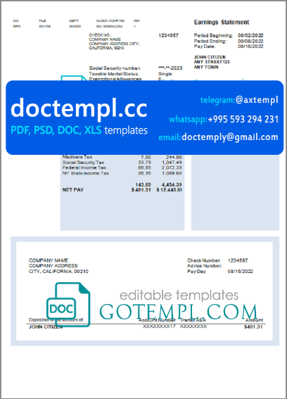 # after joy pay stub template in Word and PDF format