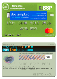 Fiji Bank of South Pacific mastercard fully editable template in PSD format