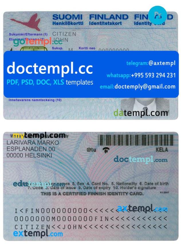 Finland identity card PSD template, version 2
