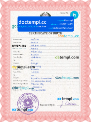Italy birth certificate PSD template, completely editable