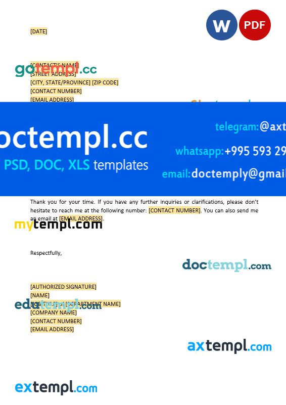 Letter to Customer Invoice Attached template in word and pdf format