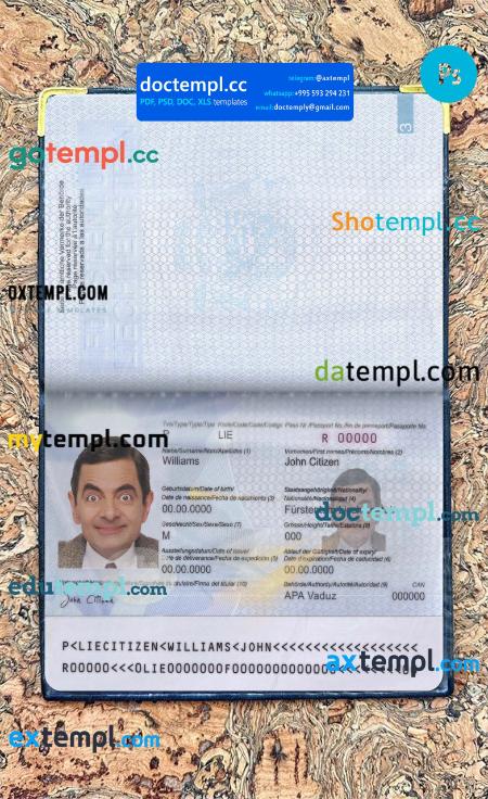 Liechtenstein passport editable PSD files, scan and photo-realistic ...