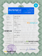 Pakistan vital record death certificate PSD template