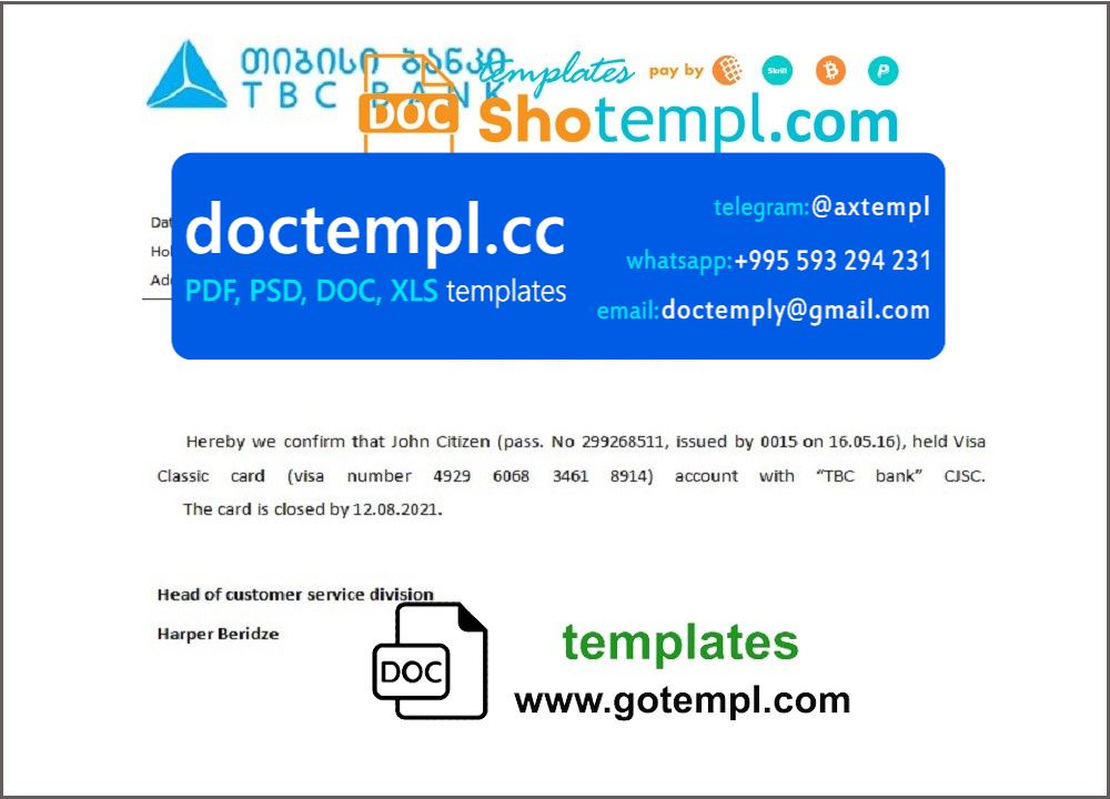 Georgia TBC bank account closure reference letter template in Word and ...