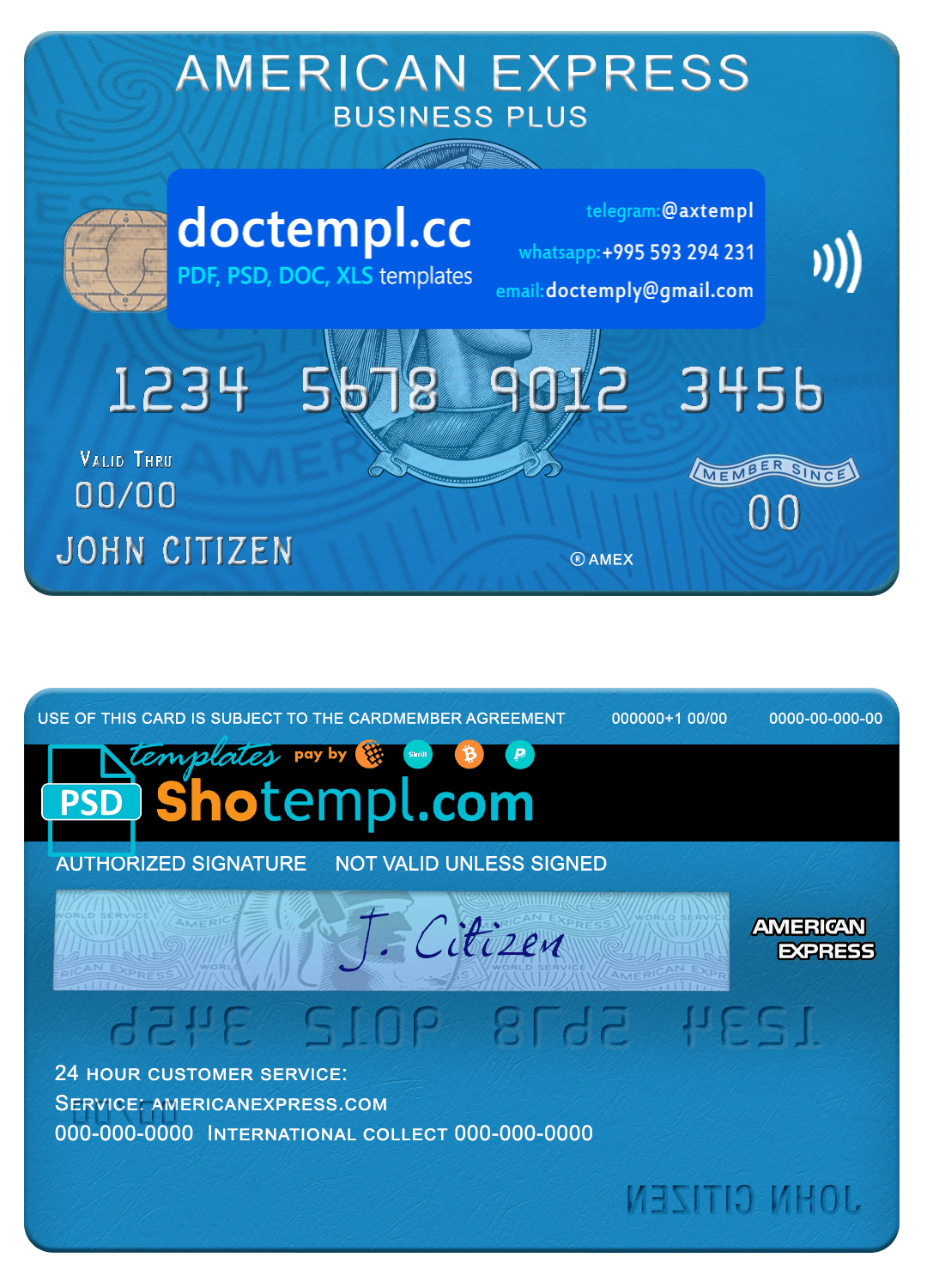 USA Citizens bank amex blue business plus card template in PSD format ...