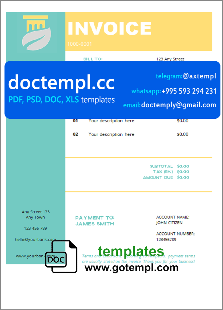 # robust built universal multipurpose invoice template in Word and PDF ...