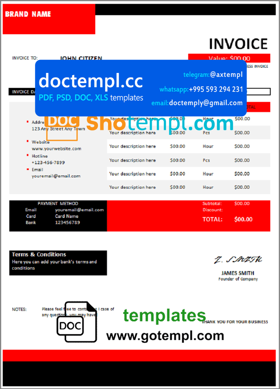 # found report universal multipurpose invoice template in Word and PDF ...