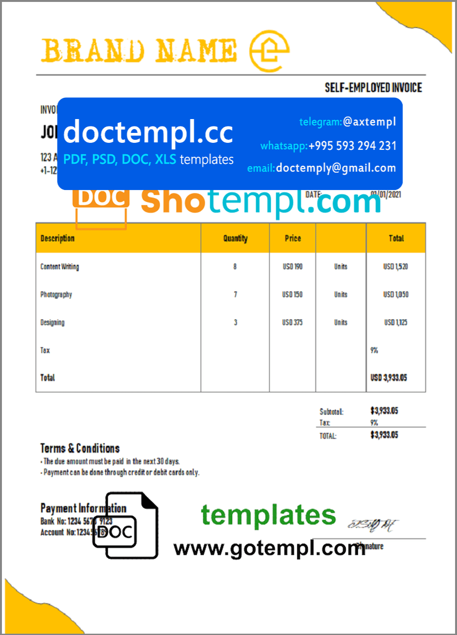 # sure chief universal multipurpose invoice template in Word and PDF ...