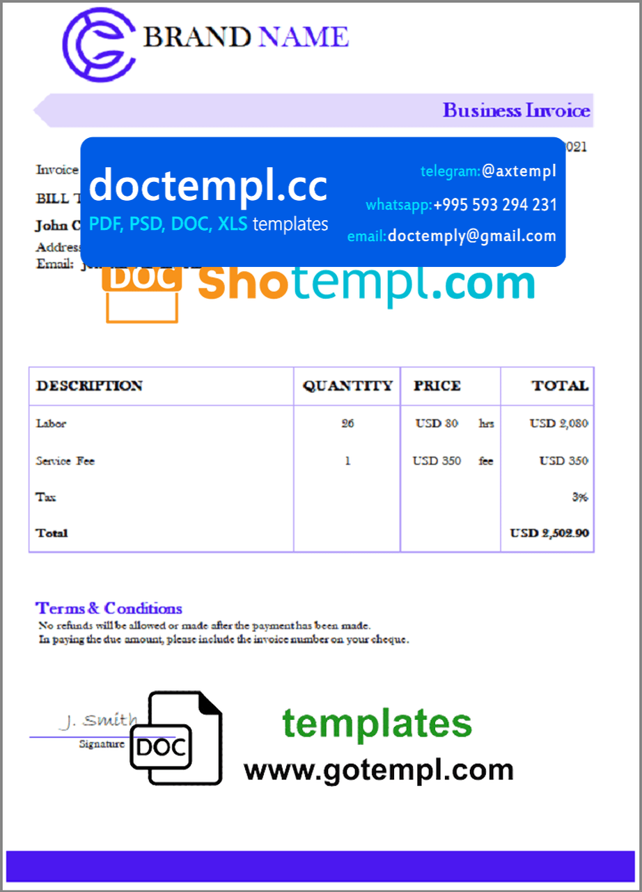 # marvel point universal multipurpose invoice template in Word and PDF ...
