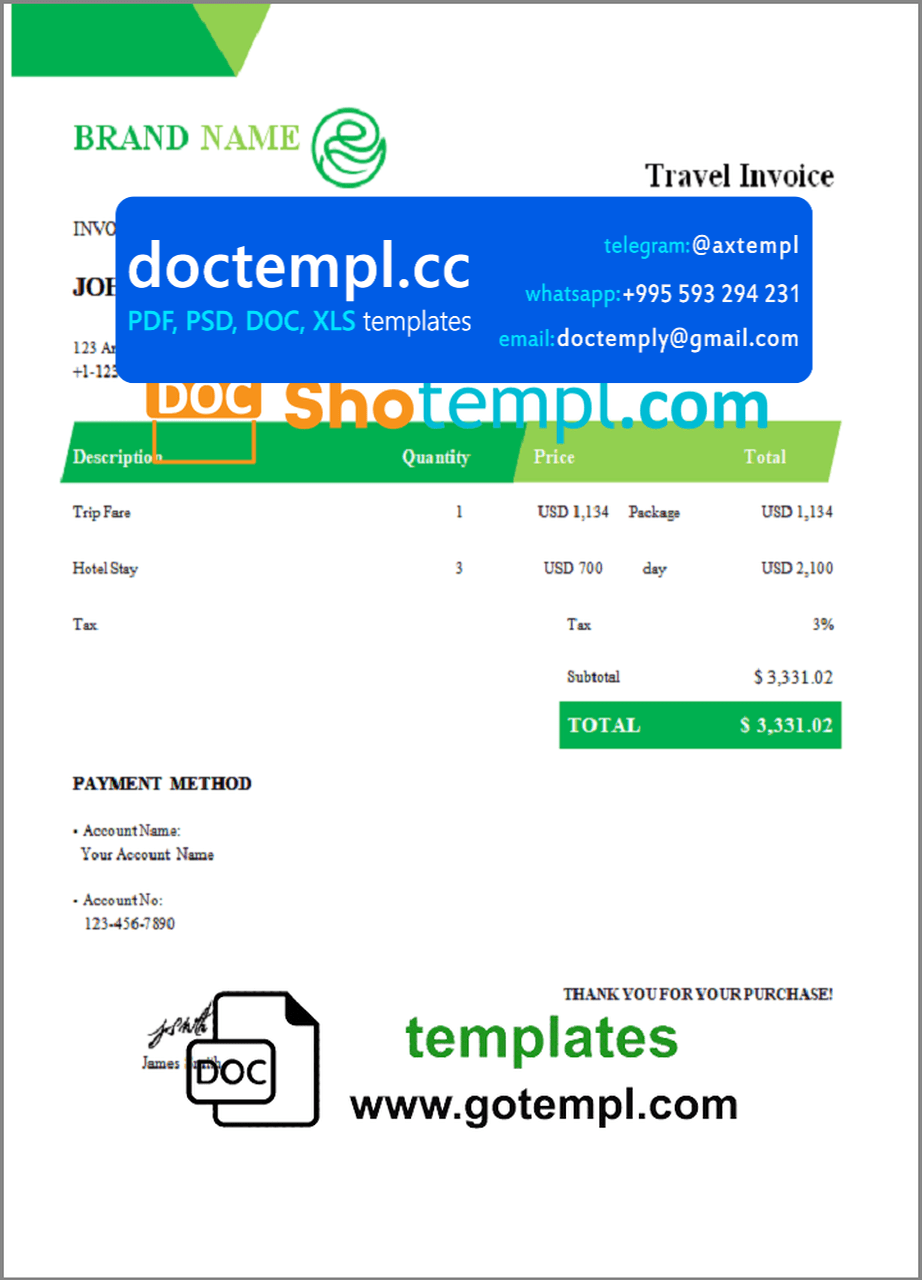 # max fleet universal multipurpose invoice template in Word and PDF ...
