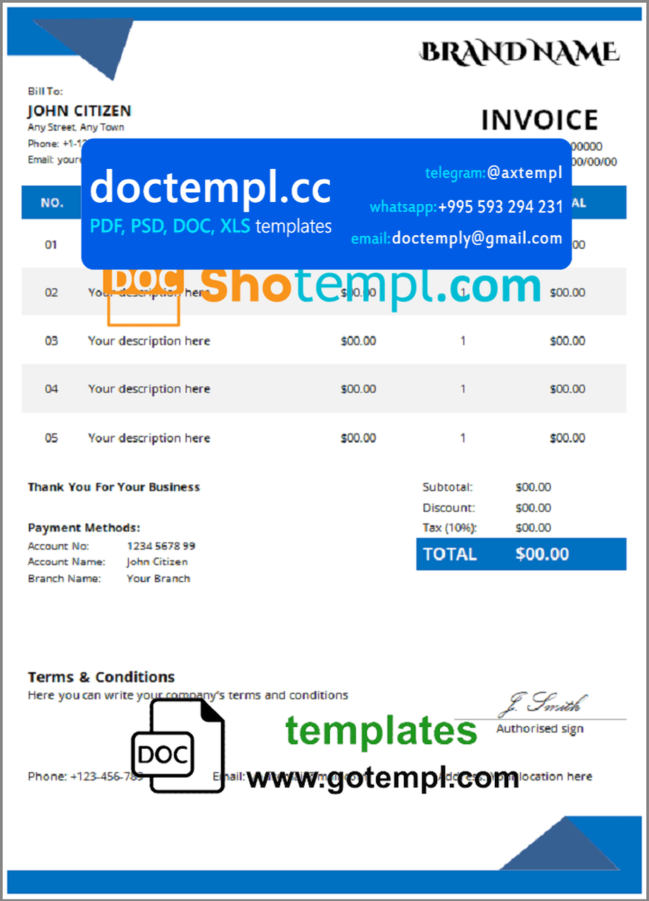 # social affect universal multipurpose invoice template in Word and PDF ...