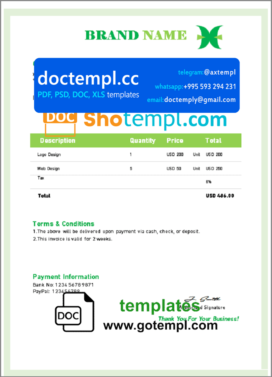 # lock store universal multipurpose invoice template in Word and PDF ...