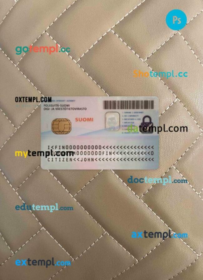 Finland ID card editable PSD files, scan and photo taken image, 2 in 1