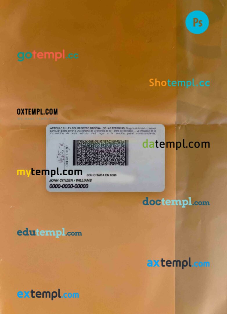 Honduras ID card PSD files, scan look and photographed image, 2 in 1