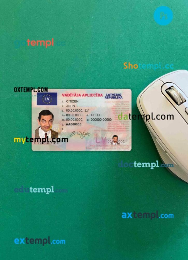 Latvia driving license editable PSD files, scan look and photo ...