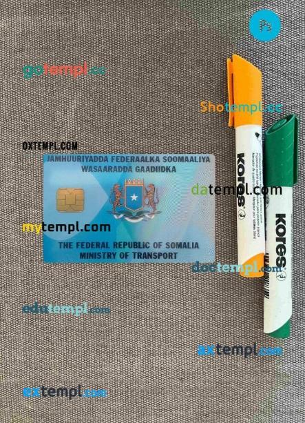 Somalia driving license PSD files, scan look and photographed image, 2 in 1