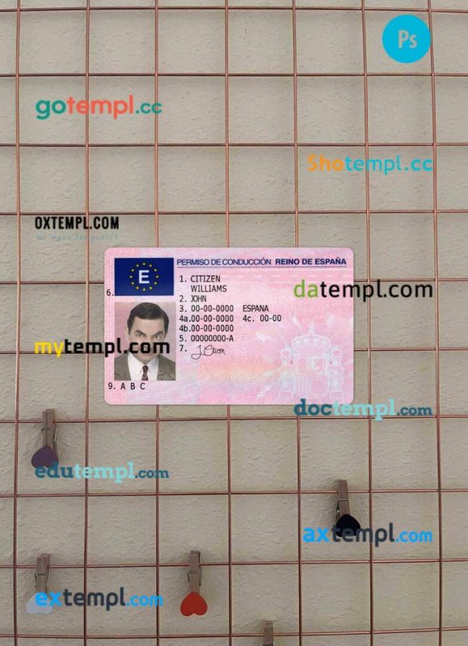 Spain driving license editable PSD files, scan look and photo-realistic ...