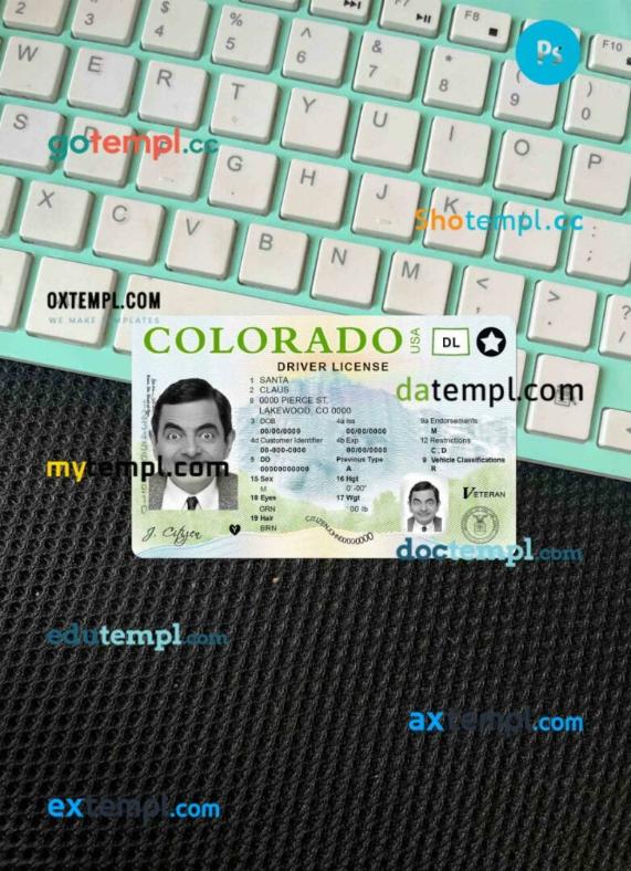 USA Colorado driving license editable PSD files, scan look and photo ...