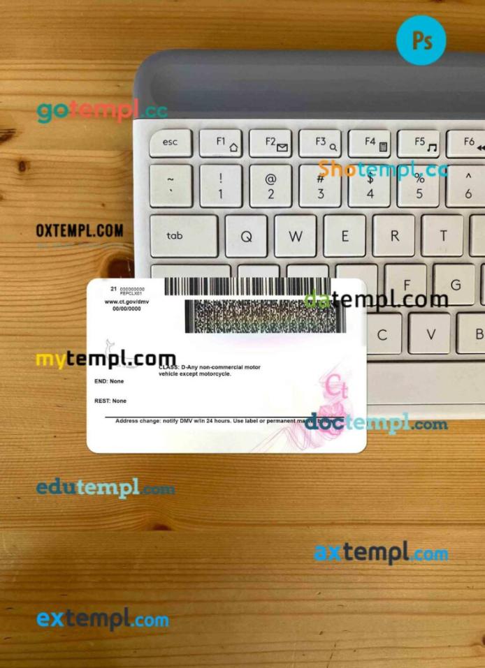 USA Connecticut driving license PSD files, scan look and photographed ...