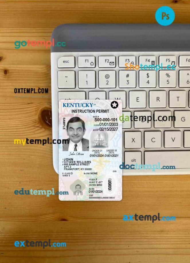 USA Kentucky driving license editable PSD files, scan look and photo ...