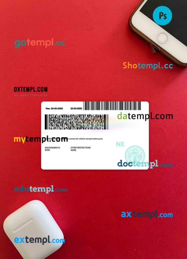 USA Nebraska driving license PSD files, scan look and photographed ...