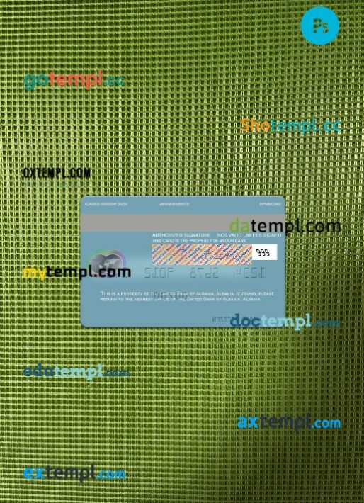 Albania United Bank of Albania mastercard PSD scan and photo taken ...