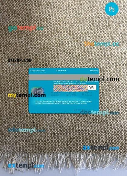 Algeria Arab Bank Algeria mastercard PSD scan and photo taken image, 2 in 1