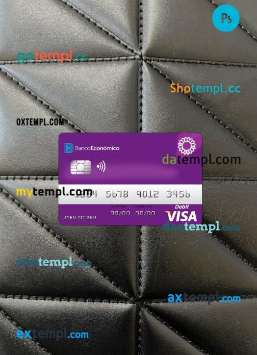 Angola Bank Economio visa card PSD scan and photo-realistic snapshot, 2 ...