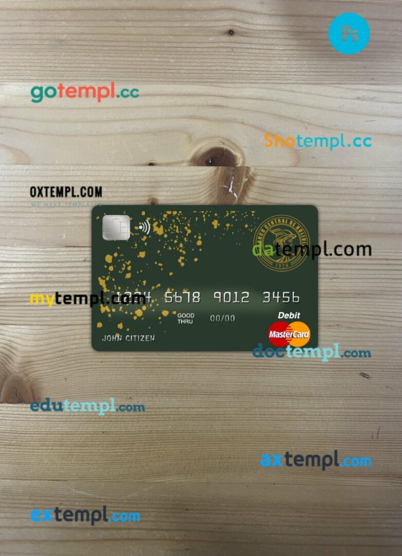 Bolivia Banco central de Bolivia bank mastercard PSD scan and photo ...