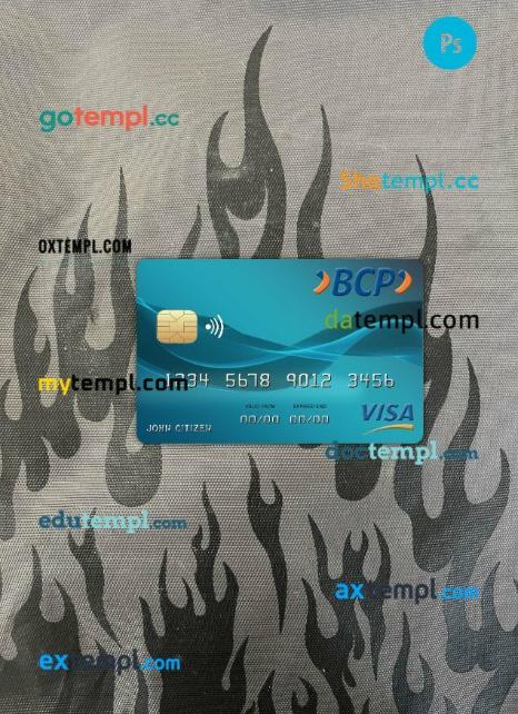 Bolivia Credito bank visa card PSD scan and photo-realistic snapshot, 2 ...