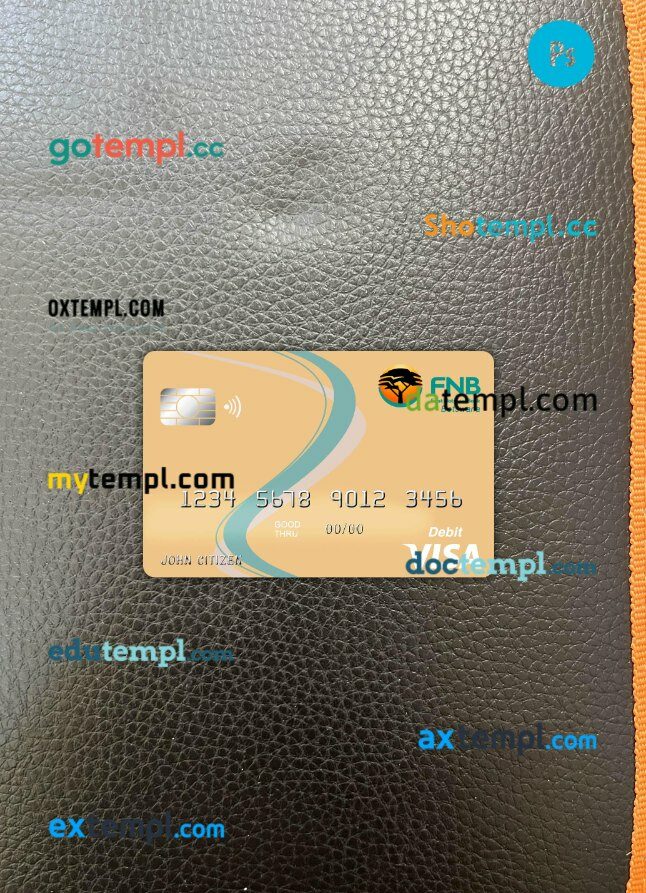 Botswana First National bank visa card PSD scan and photo-realistic ...