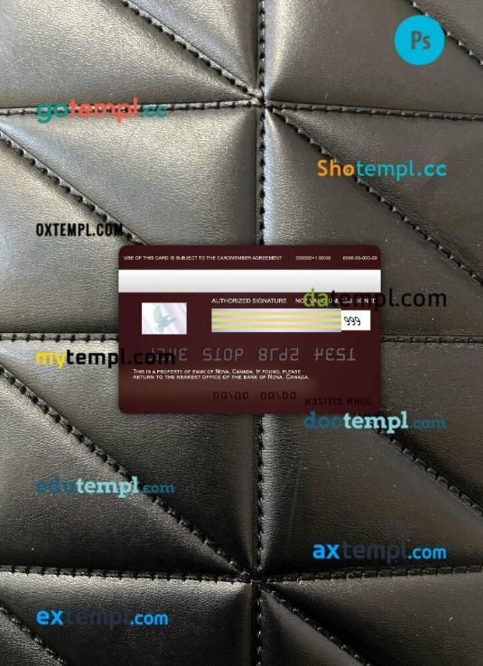 Canada Nova bank visa card PSD scan and photo-realistic snapshot, 2 in 1