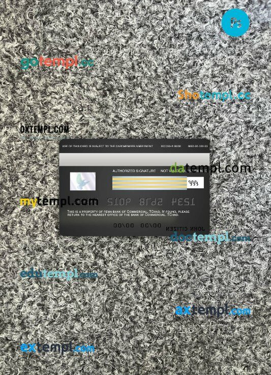 Chad Commercial bank Tchad visa card PSD scan and photo-realistic ...