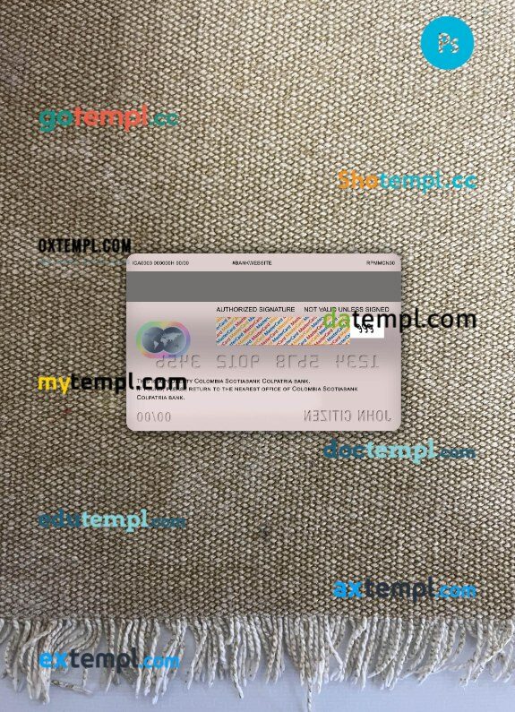Colombia Scotiabank colpatria bank master debit card PSD scan and photo ...