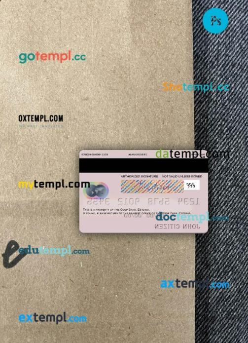 Estonia Coop Pank mastercard PSD scan and photo taken image, 2 in 1