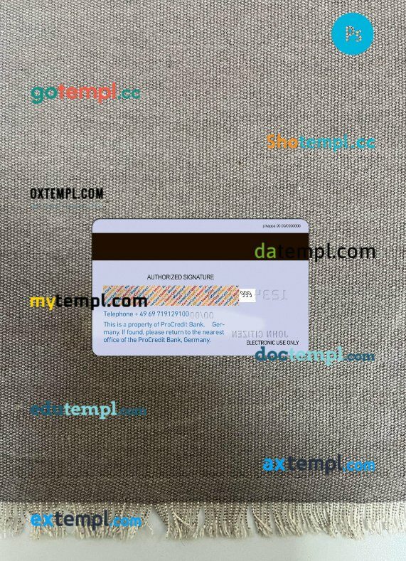 Germany ProCredit Bank MasterCard PSD scan and photo taken image, 2 in 1