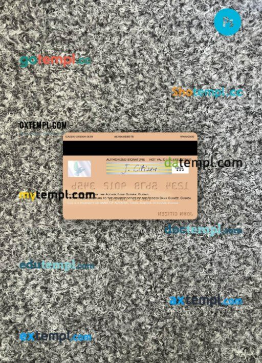 Guinea Access Bank Guinée visa debit card PSD scan and photo-realistic ...