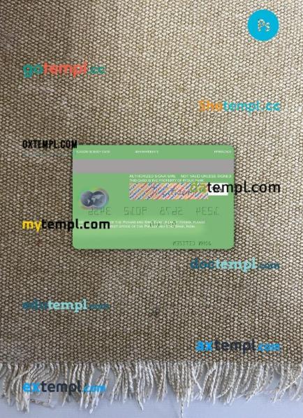India Punjab and Sind Bank mastercard PSD scan and photo taken image, 2 ...