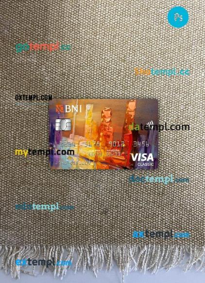 Indonesia bank Negara indonesia (BNI) visa classic card PSD scan and ...