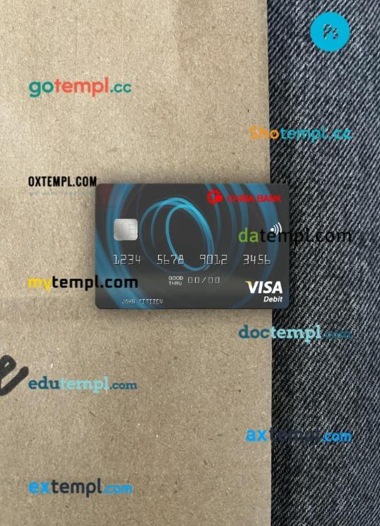 Japan Chiba Bank visa debit card PSD scan and photo-realistic snapshot ...