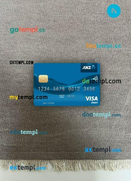 Kiribati ANZ Bank visa debit card PSD scan and photo-realistic snapshot ...