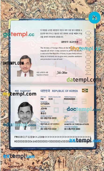 Korea passport editable PSD files, scan and photo-realistic look (2021 ...