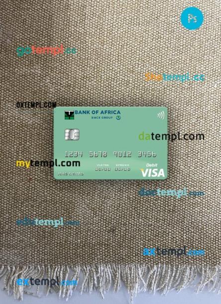 Madagascar Bank of Africa visa debit card PSD scan and photo-realistic ...