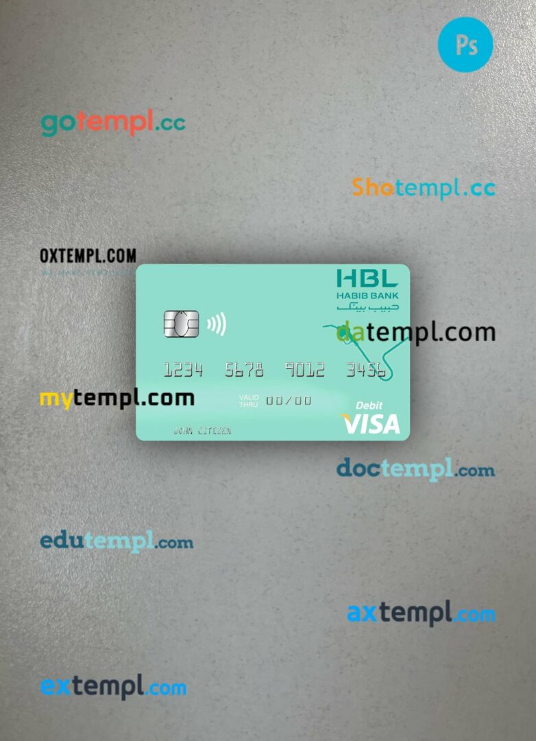 Maldives Habib Bank Limited visa debit card PSD scan and photo ...