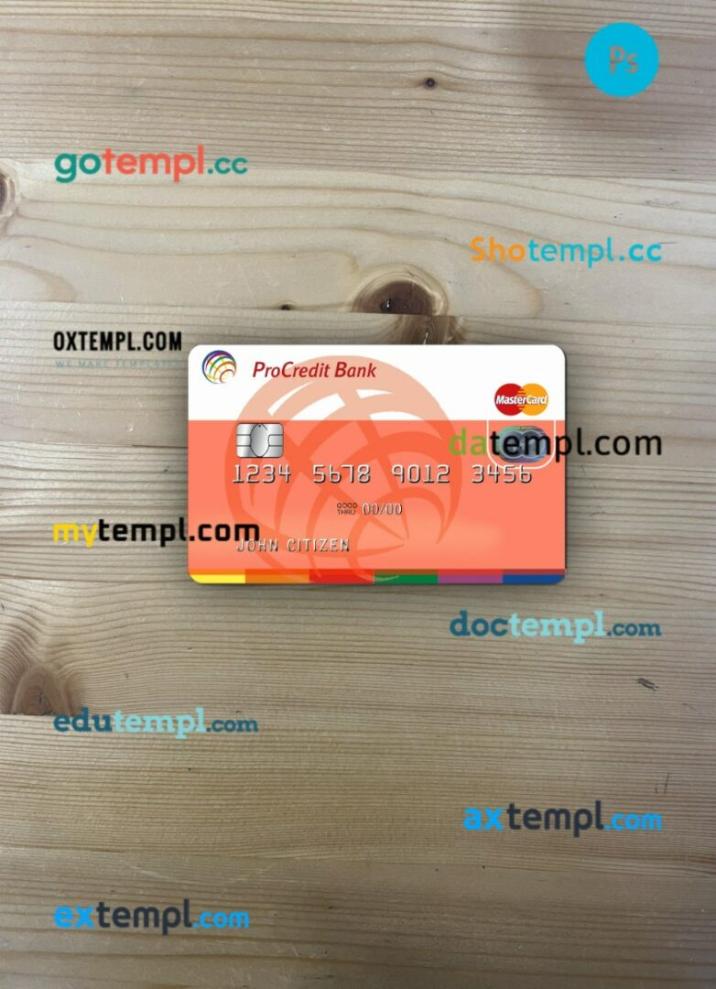 Moldova ProCredit Bank mastercard PSD scan and photo taken image, 2 in ...