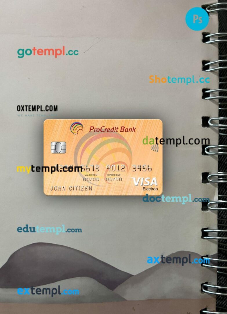 Moldova ProCredit Bank Visa Electron PSD scan and photo-realistic ...