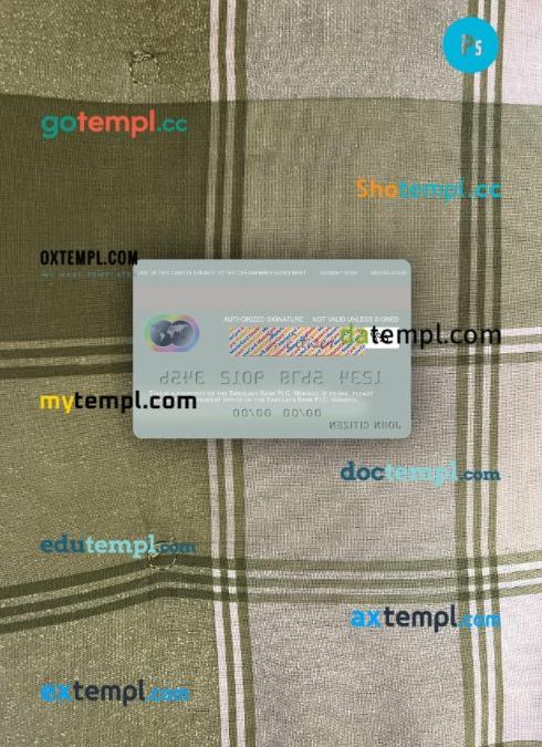 Monaco Barclays Bank PLC mastercard PSD scan and photo taken image, 2 in 1