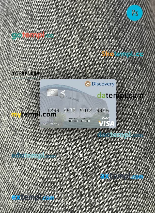 South Africa Discovery Limited visa debit card PSD scan and photo ...